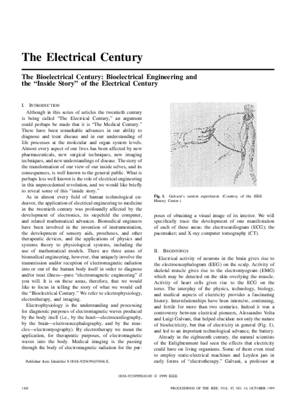 (PDF) The bioelectrical century: bioelectrical engineering and the ...