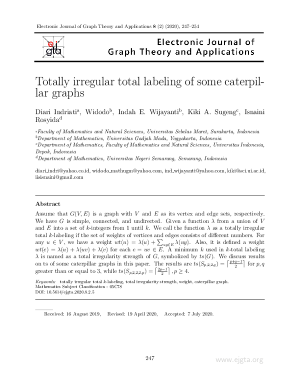 (PDF) Totally irregular total labeling of some caterpillar graphs