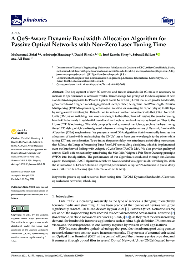 Pdf A Qos Aware Dynamic Bandwidth Allocation Algorithm For Relay