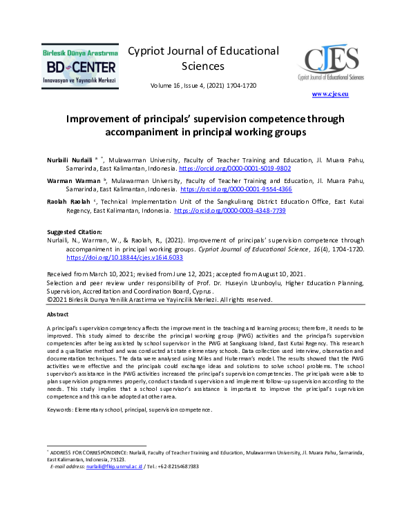 (PDF) Improvement of principals’ supervision competence through ...