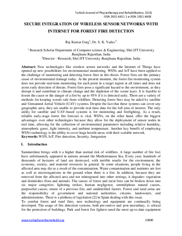 Pdf Secure Integration Of Wireless Sensor Networks With Internet For Forest Fire Detection