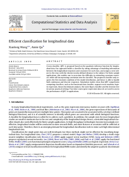(PDF) Efficient classification for longitudinal data