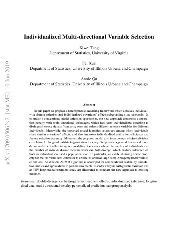 (PDF) Individualized Multi-directional Variable Selection