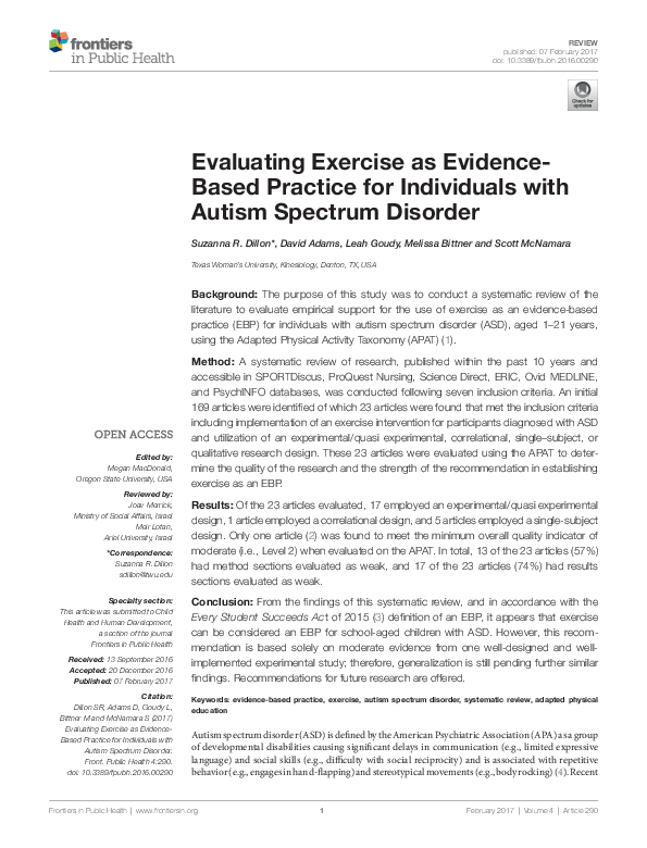 (PDF) Evaluating Exercise as Evidence-Based Practice for Individuals ...