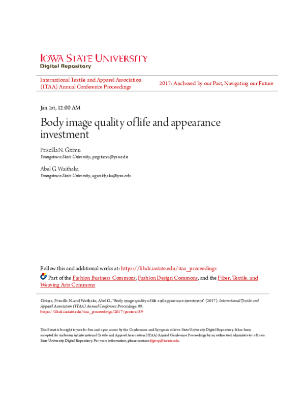 (PDF) Body image quality of life and appearance investment