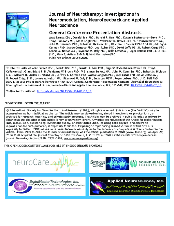 (PDF) General Conference Presentation Abstracts