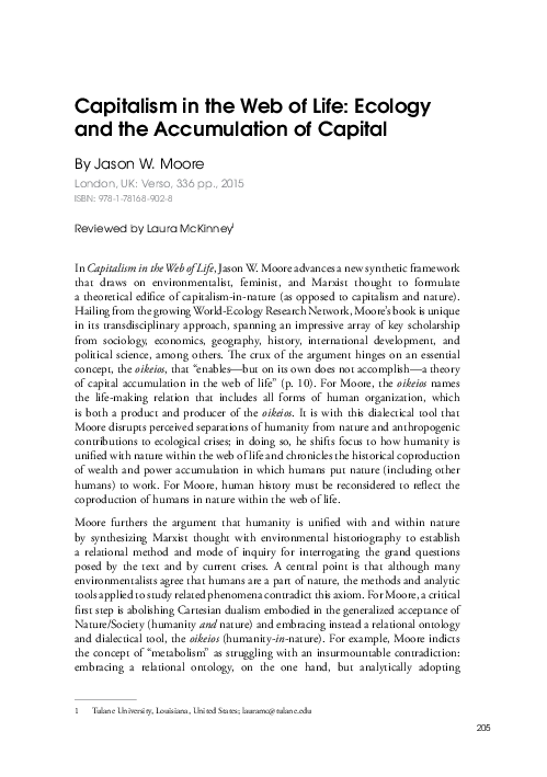 (PDF) Review - Capitalism in the Web of Life: Ecology and the ...