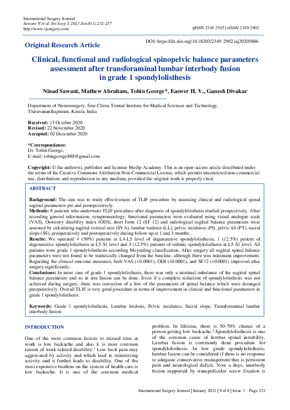 (PDF) Clinical, functional and radiological spinopelvic balance ...