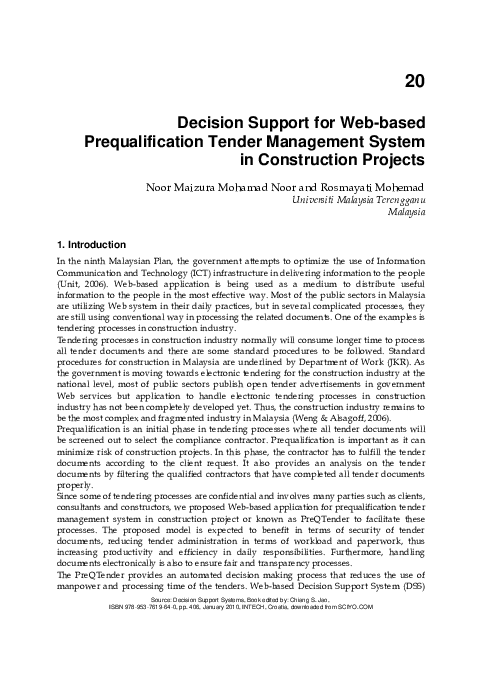 (PDF) Decision Support for Web-Based Prequalification Tender Management ...