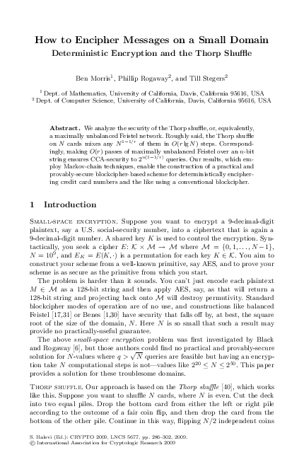 (PDF) How to Encipher Messages on a Small Domain