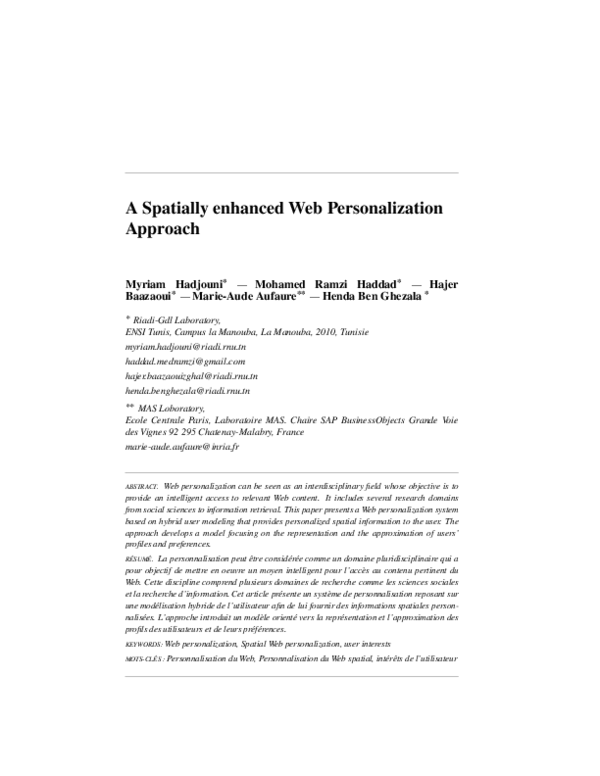 (PDF) A Spatially enhanced Web Personalization Approach