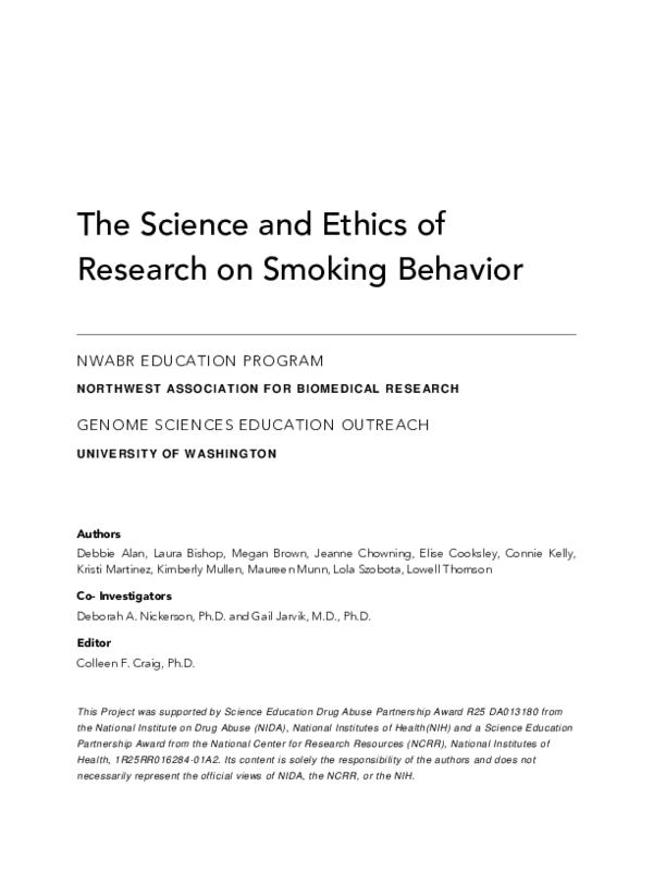 (PDF) The Science and Ethics of Research on Smoking Behavior