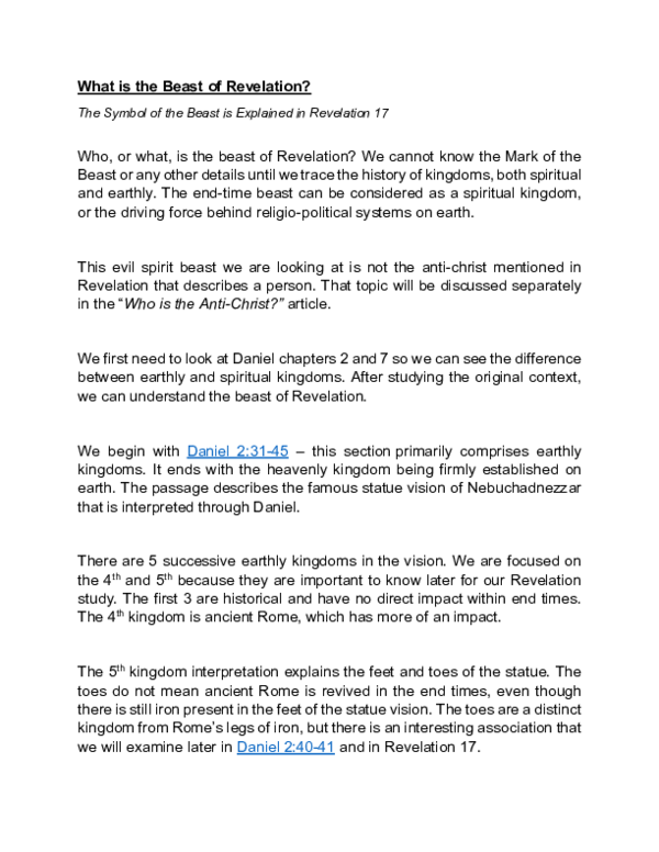 (PDF) What is the Beast of Revelation?