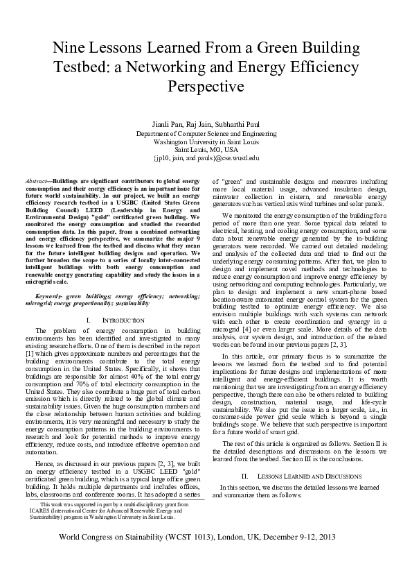 (PDF) Nine lessons learned from a green building testbed: A networking ...