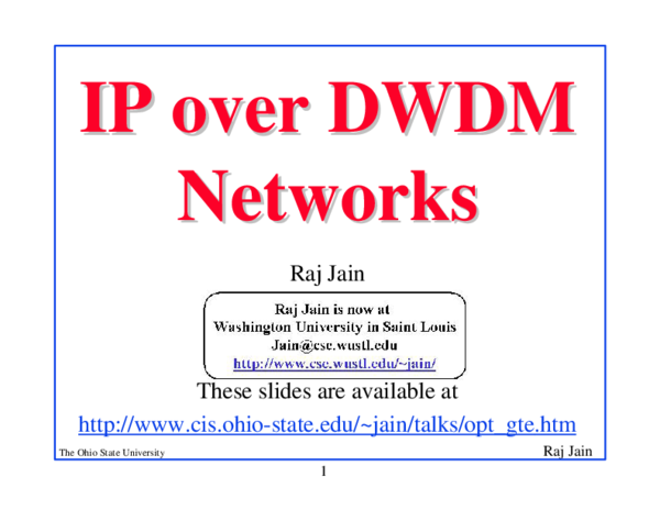 (PDF) IP over DWDM Networks