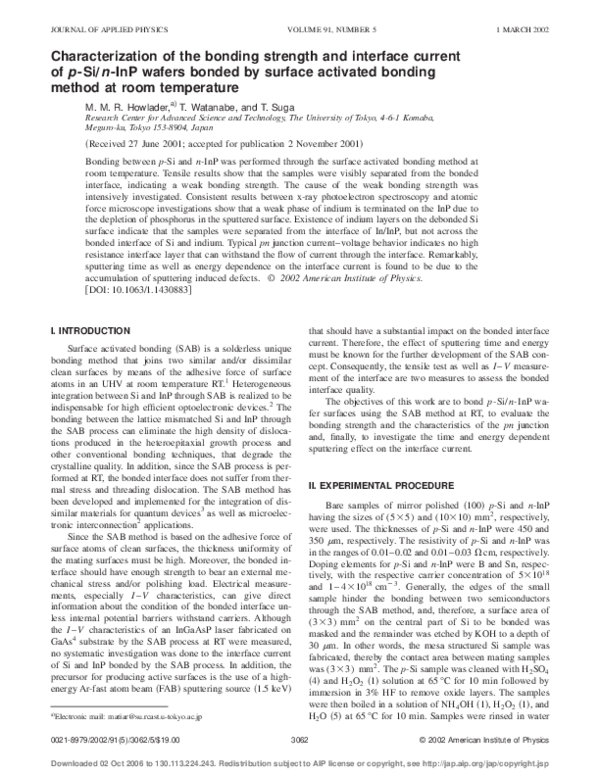 (PDF) Characterization of the bonding strength and interface current of ...