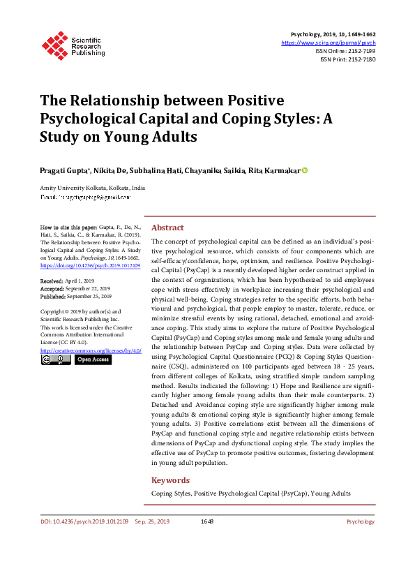 (PDF) The Relationship between Positive Psychological Capital and ...