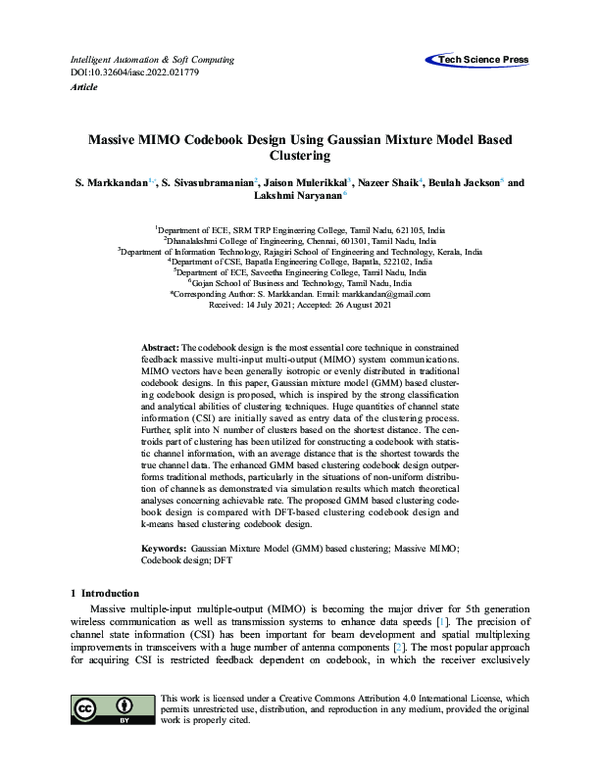 (PDF) Massive MIMO Codebook Design Using Gaussian Mixture Model Based Clustering