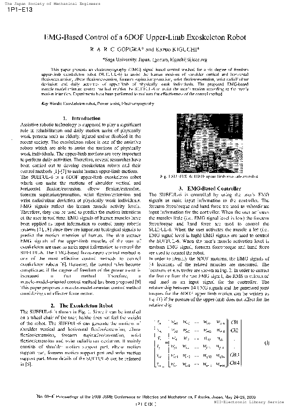 (PDF) 1P1-E13 EMG-Based Control of a 6DOF Upper-Limb Exoskeleton Robot