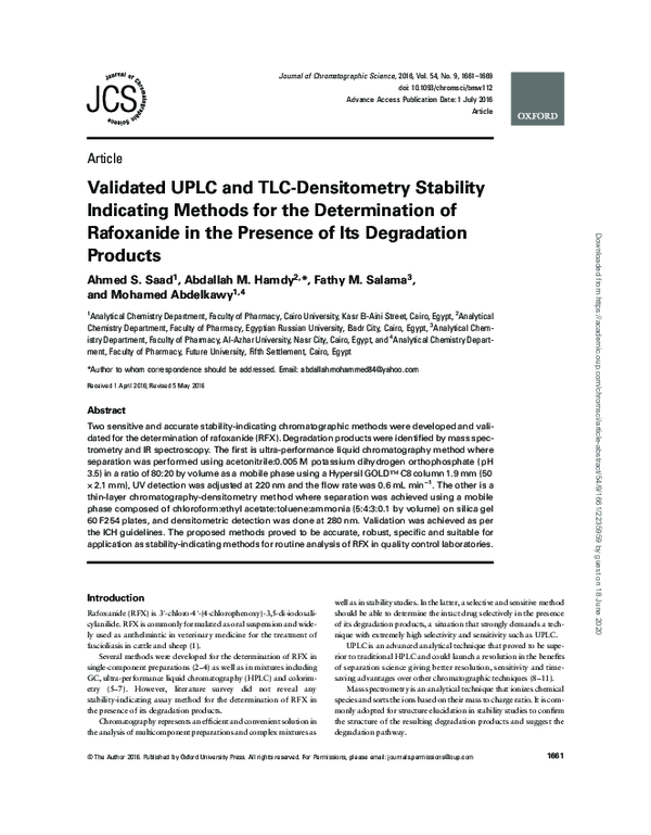 (PDF) Validated UPLC and TLC-Densitometry Stability Indicating Methods for the Determination of ...
