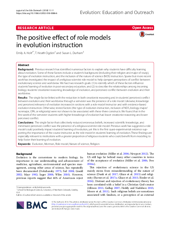 (PDF) The positive effect of role models in evolution instruction