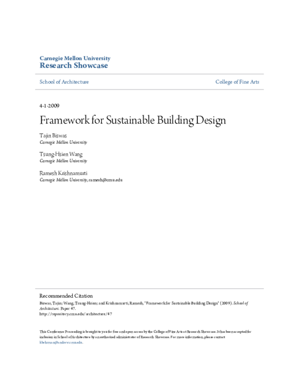 (PDF) Framework for Sustainable Building Design