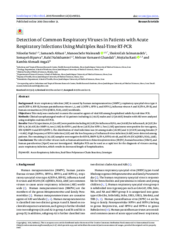 (PDF) Viral Aetiology in Adults with Acute Upper Respiratory Tract ...