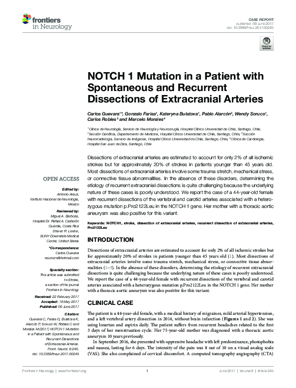 (PDF) NOTCH 1 Mutation in a Patient with Spontaneous and Recurrent ...