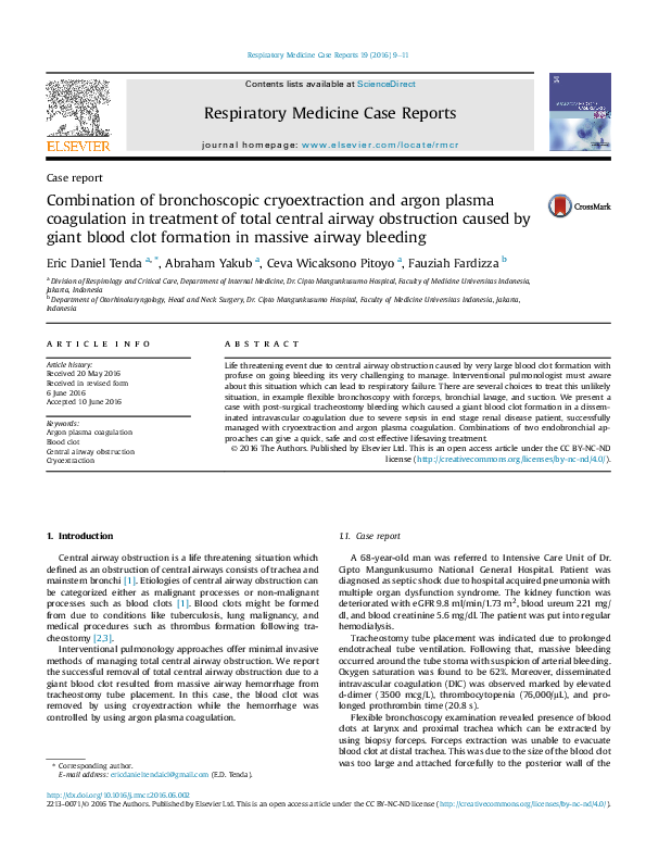 (PDF) Combination of bronchoscopic cryoextraction and argon plasma ...