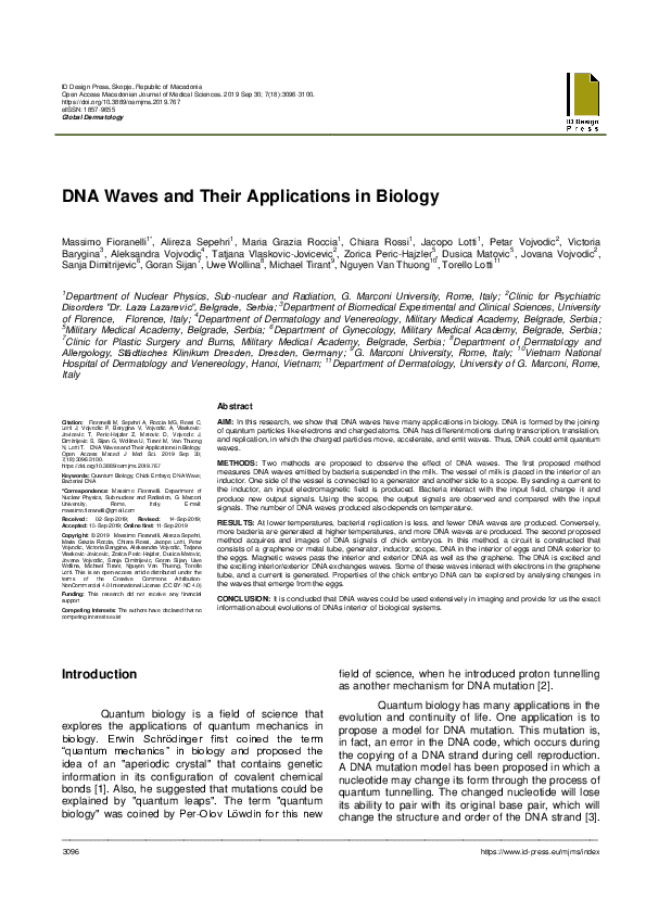 (PDF) DNA Waves and Their Applications in Biology