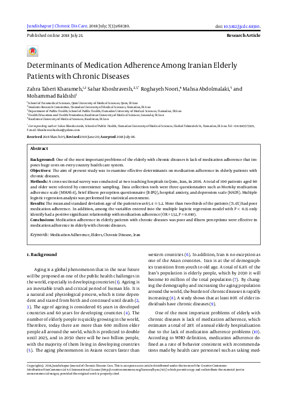 (PDF) Determinants of Medication Adherence Among Iranian Elderly ...