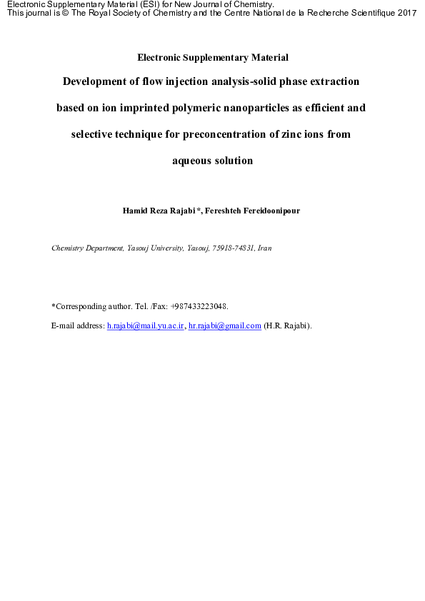 Pdf Development Of Flow Injection Analysis Solid Phase Extraction Based On Ion Imprinted