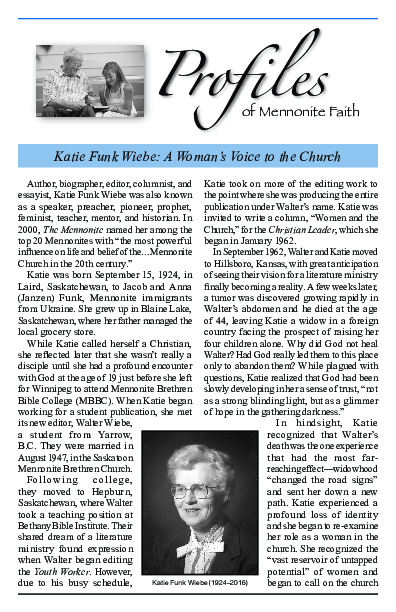 (PDF) Katie Funk Wiebe: A Women's Voice to the Church | Douglas ...