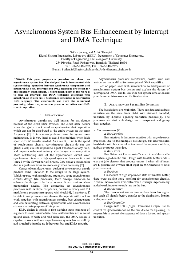 (PDF) Asynchronous System Bus Enhancement by Interrupt and DMA Technique