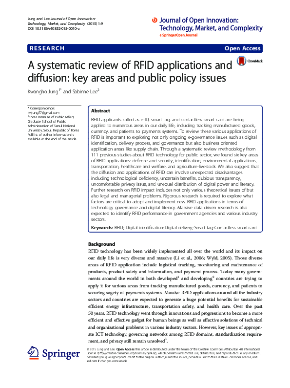 (PDF) A systematic review of RFID applications and diffusion: key areas ...