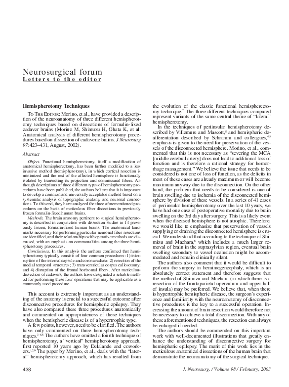(PDF) Hemispherotomy Techniques