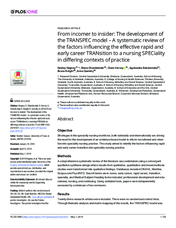(PDF) From incomer to insider: The development of the TRANSPEC model ...