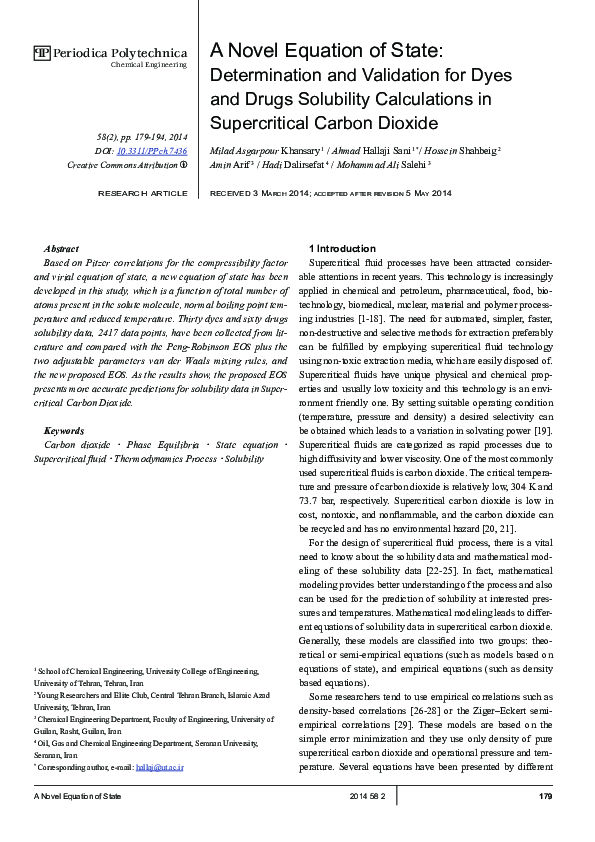 (PDF) A Novel Equation of State: Determination and Validation for Dyes and Drugs Solubility ...