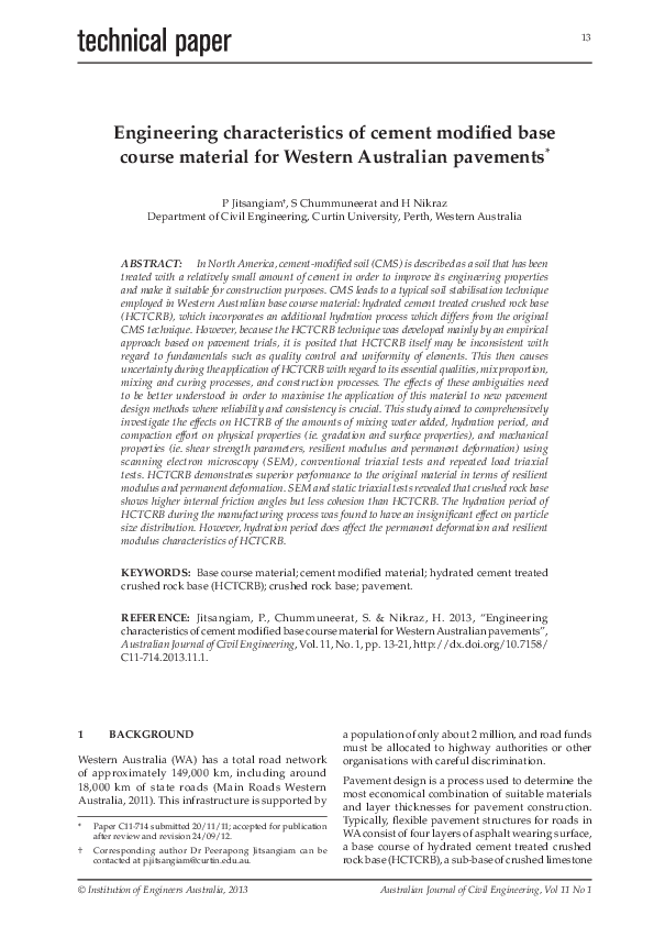 (PDF) Engineering characteristics of cement modified base course ...