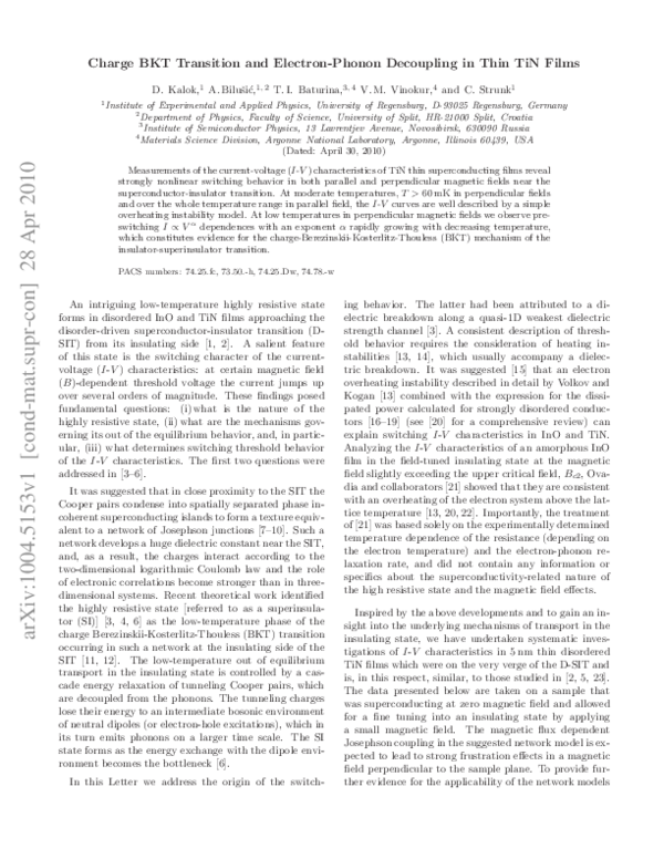 (PDF) Charge BKT Transition and Electron-Phonon Decoupling in Thin TiN ...