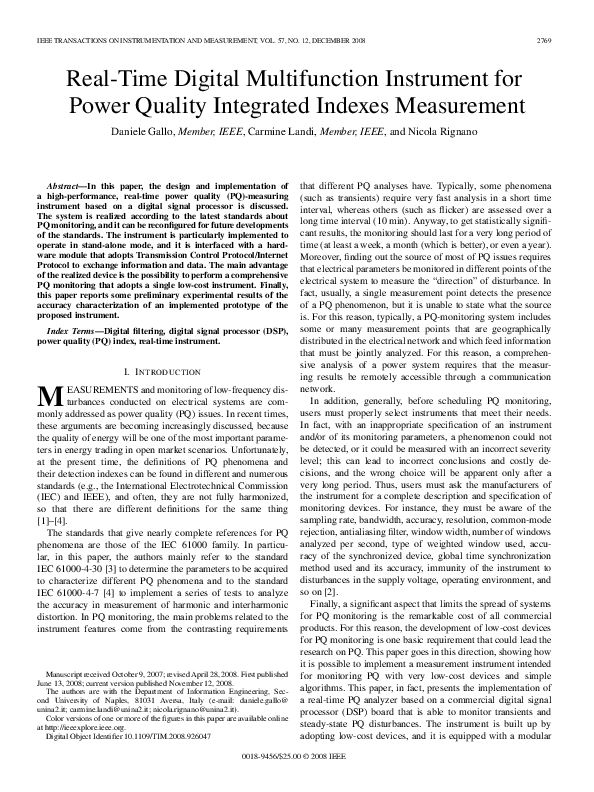 (PDF) Real-Time Digital Multifunction Instrument for Power Quality ...