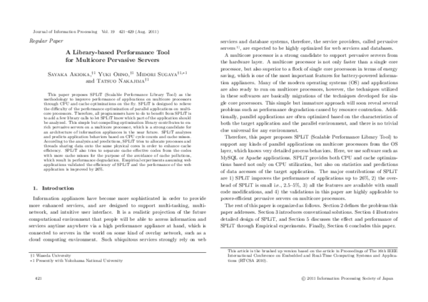 (PDF) A Library-based Performance Tool for Multicore Pervasive Servers