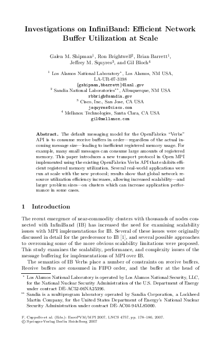 (PDF) Investigations on InfiniBand: Efficient Network Buffer Utilization at Scale