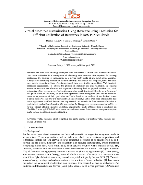 Pdf Virtual Machine Customization Using Resource Using Prediction For Efficient Utilization Of