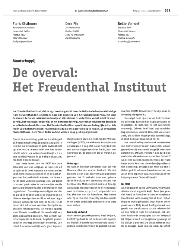 (PDF) The raid: the Freudenthal Institute