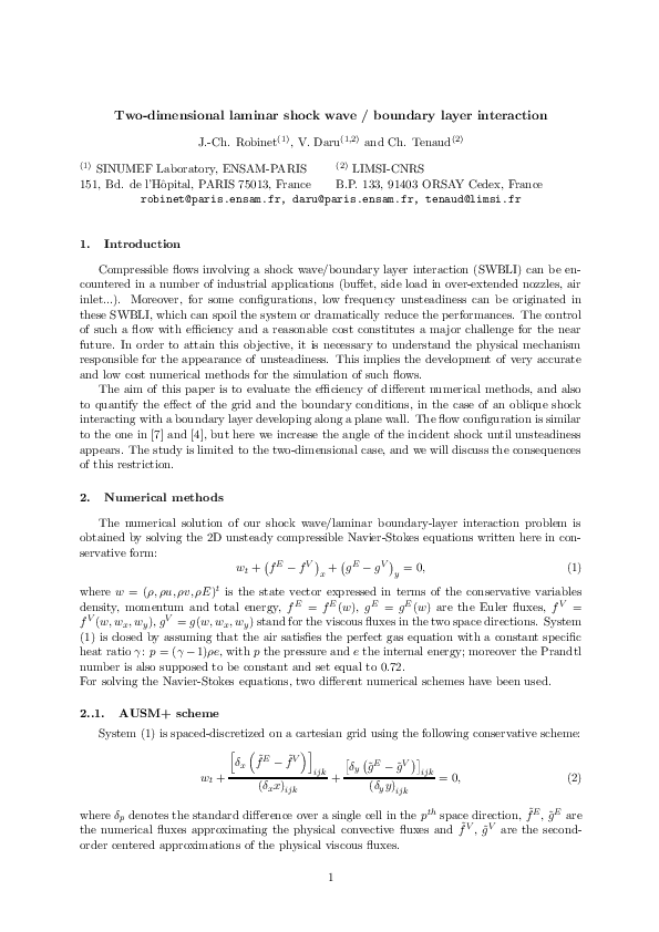 (PDF) Two-dimensional laminar shock wave/boundary layer interaction