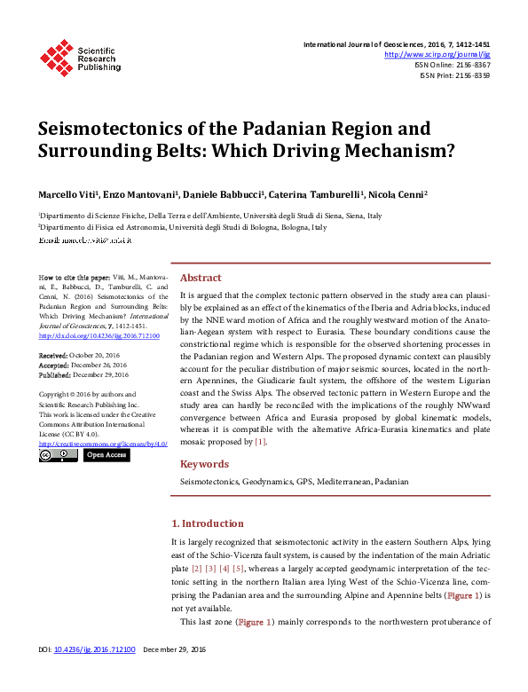 (PDF) Seismotectonics of the Padanian Region and Surrounding Belts ...