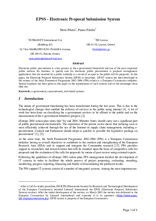 (PDF) EPSS - Electronic Proposal Submission System