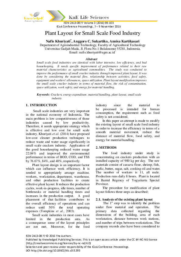 (PDF) Plant Layout for Small Scale Food Industry