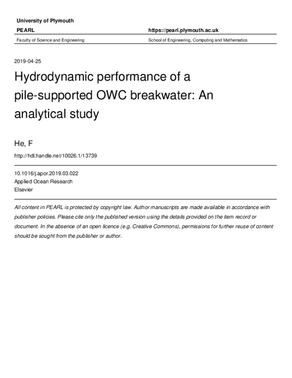 (PDF) Hydrodynamic performance of a pile-supported OWC breakwater: An analytical study | 思明 郑 ...